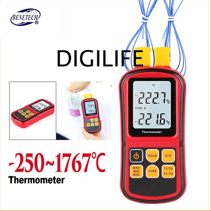 Jual Thermocouple Dual Channel GM1312 Benetech Probe Thermometer Termocouple 2 Chanel GM-1312 ...
