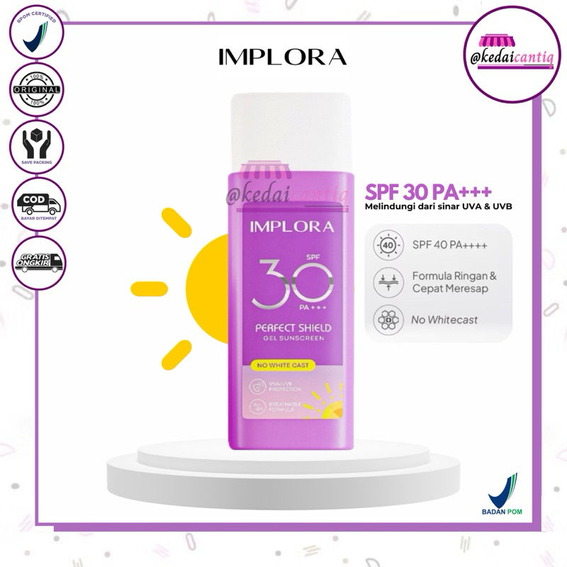 Jual IMPLORA Sunscreen Spf 30 Perfect Shield Gel Sunscreen Spf 30 PA ...