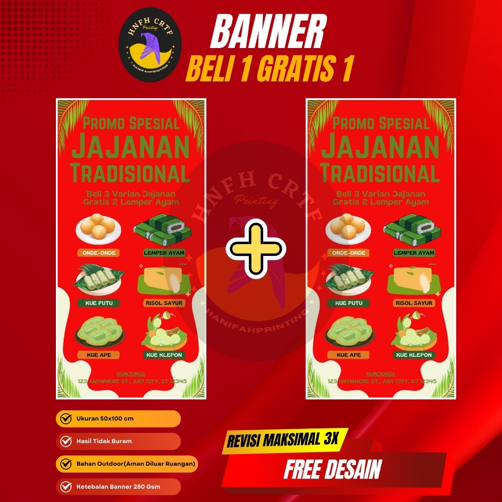 Jual BANNER MAKANAN JAJANAN PASAR l BANNER UNTUK STANDING 2 SISI l ...