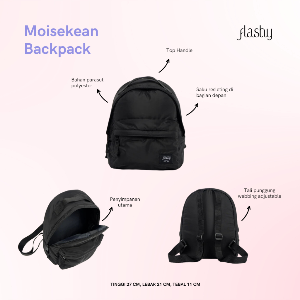 Jual Flashy Tas Ransel Mini Wanita - Moisekean Six Hitam | Shopee Indonesia