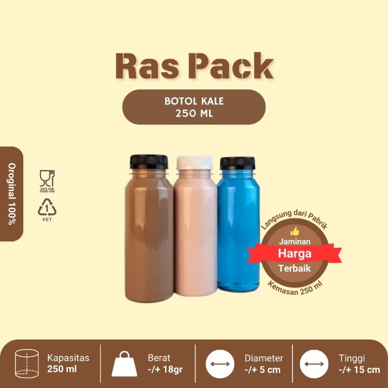 Jual Botol Plastik Kale 250 ml / Botol Kopi 250 ml Short Neck PET set ...