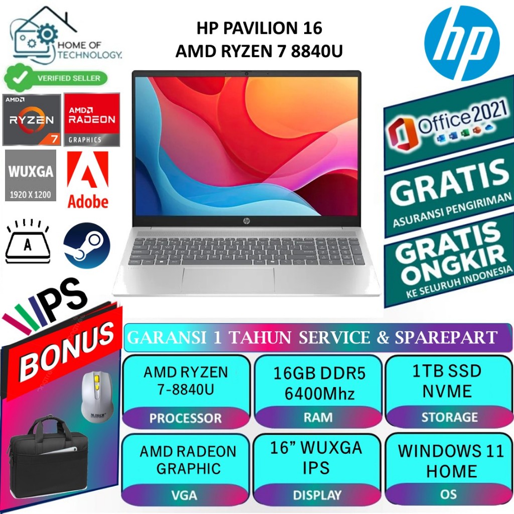 Jual laptop hp pavilion 16 amd ryzen 7 8840u ram 16gb ddr5 1tb radeon ...