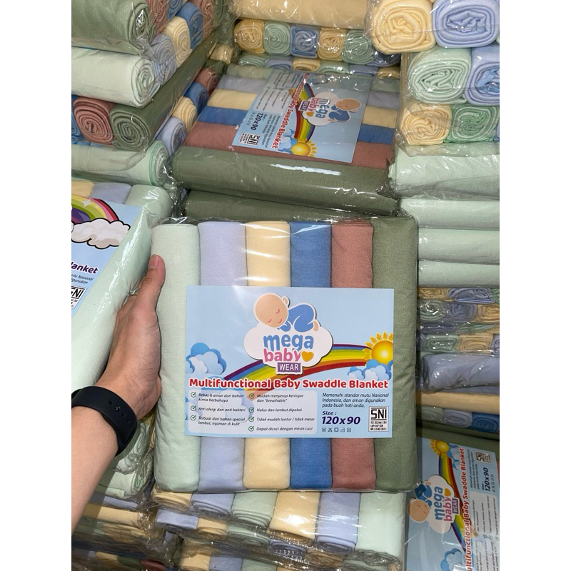 Jual MEGA - (ISI 6PCS) Kain Bedong Bayi Doubleknit - Warna Polos 120 x ...