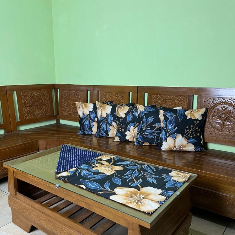 Jual Sarung Bantal Sofa 1 Set Isi 6 ( 5 Bantal Sofa + 1 Taplak Meja ...
