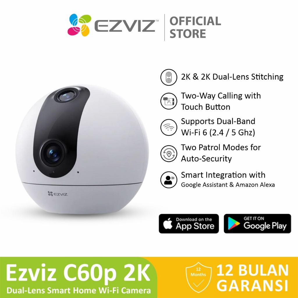 Jual Ezviz C60p Dual Mix 2K&2K Dual-Lens Smart Home Wifi Camera Indoor ...