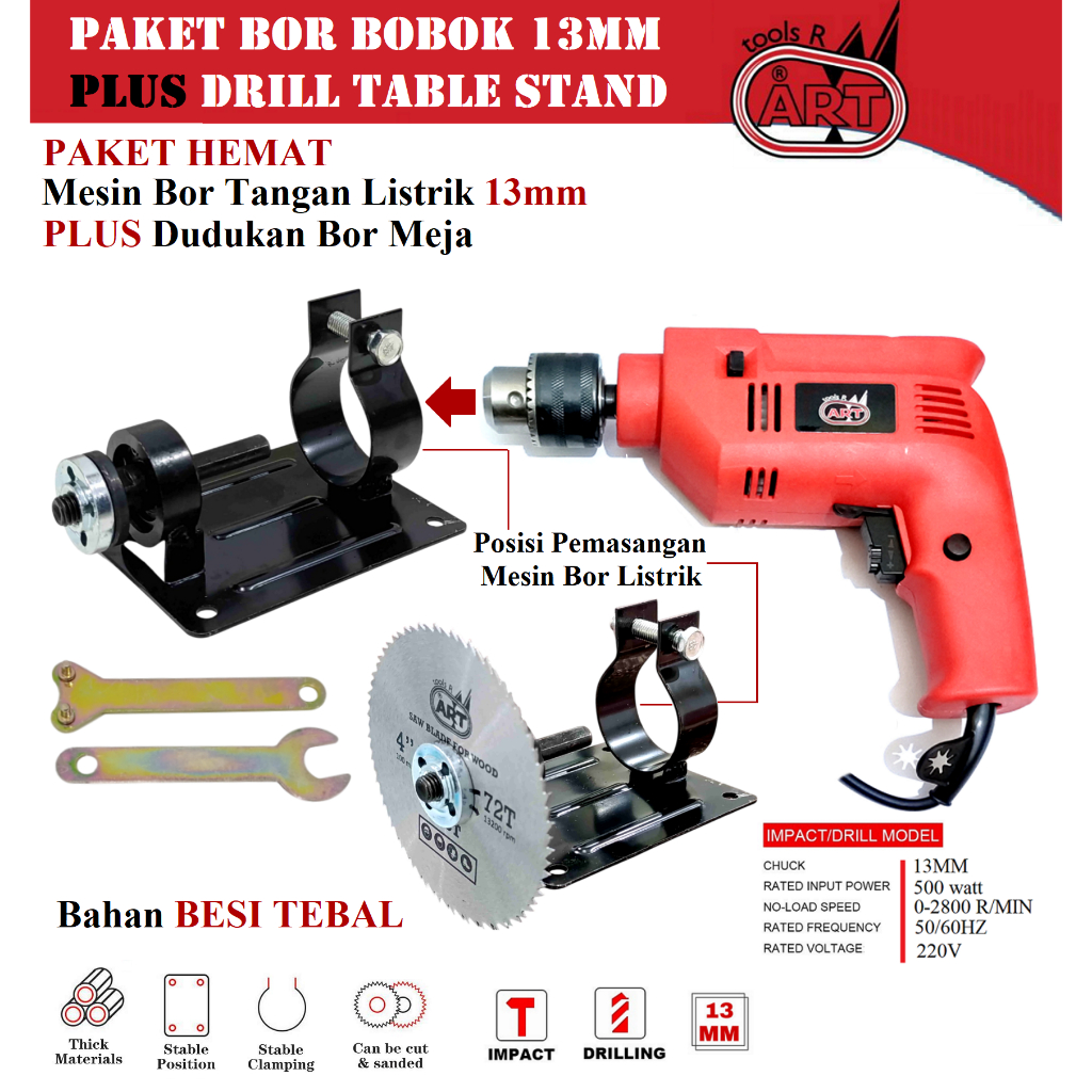 Jual Mesin Bor Impact Bor Tangan Listrik Bobok Beton Tembok 13mm PLUS ...