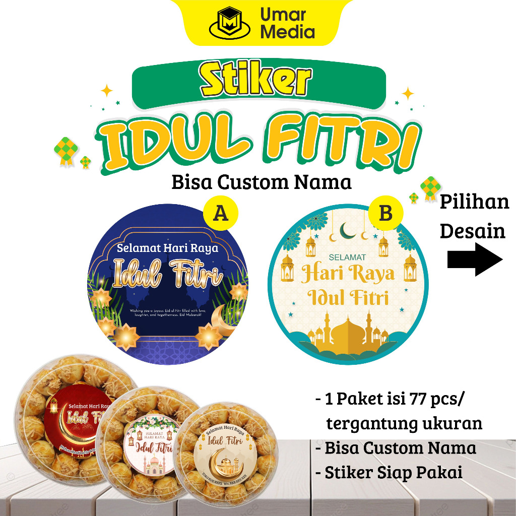 Jual Stiker Idul Fitri Label Tema Lebaran Id Mubarak Eid Mubarok Bisa ...
