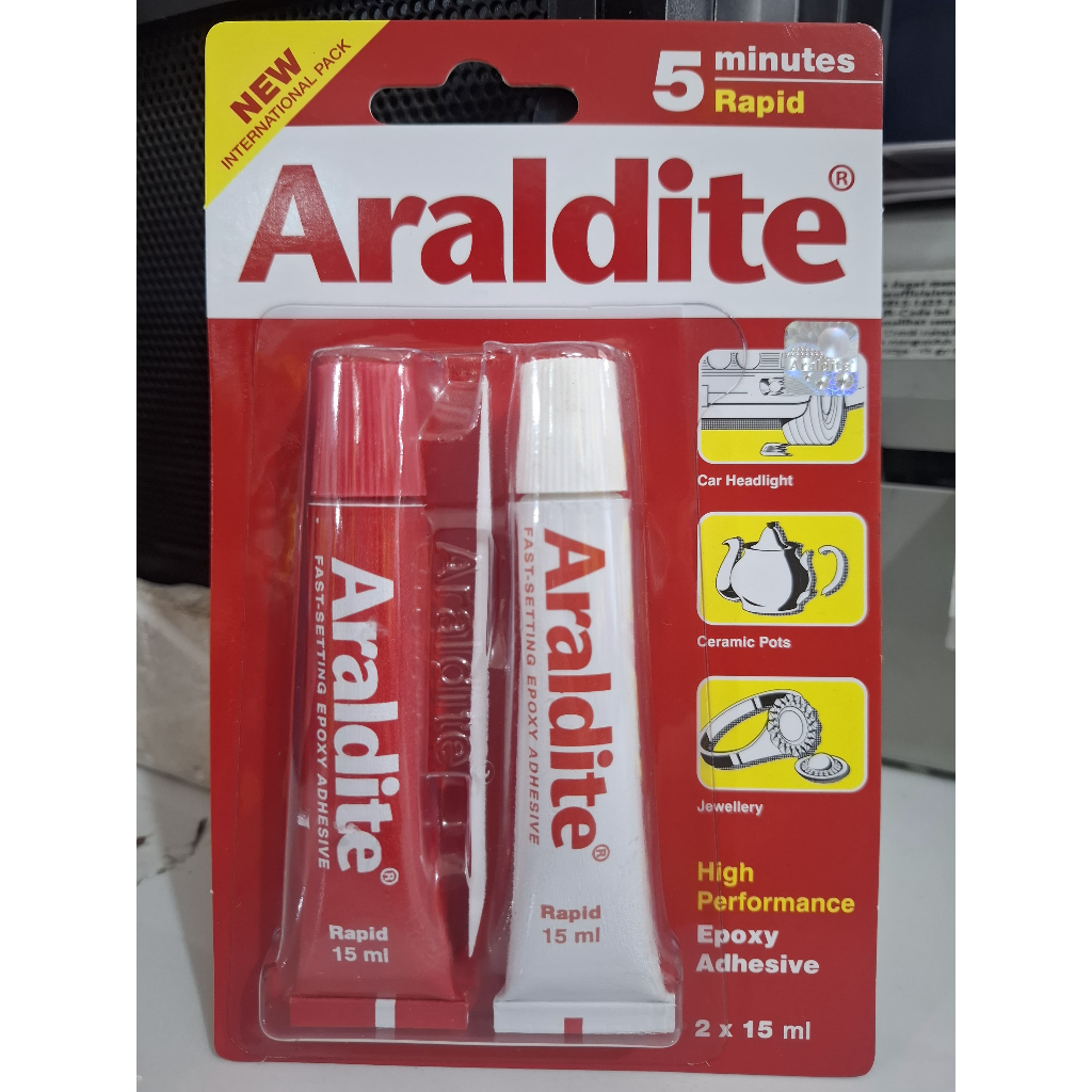 Jual Lem Epoxy Besi Rapid / Cepat 5 Menit Araldite Merah | Shopee Indonesia