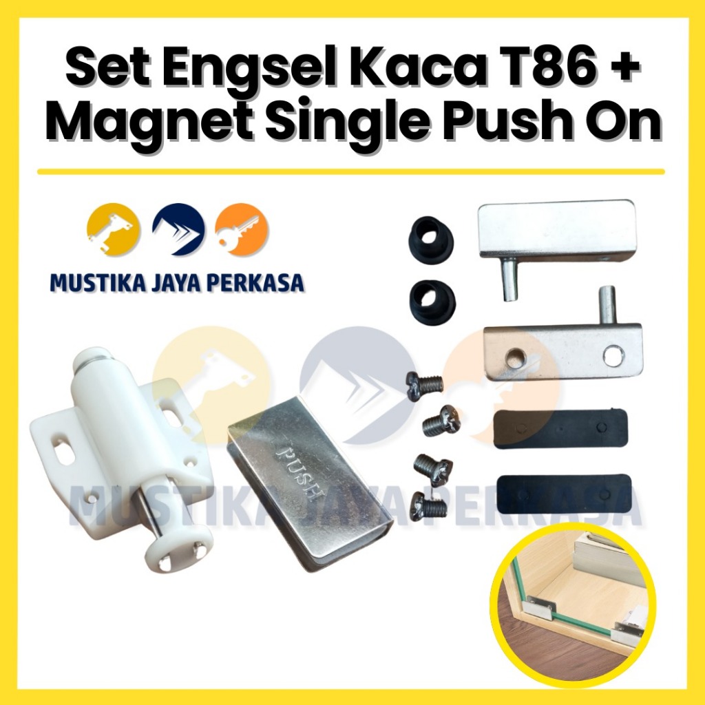 Jual (Set) Engsel Jepit Kaca T86 Engsel Pivot + Magnet Push On | Shopee ...