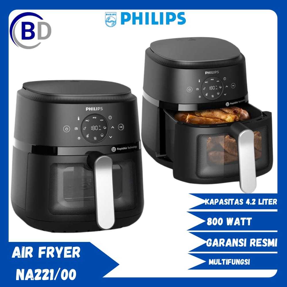 Jual Air Fryer PHILIPS NA221/00 Digital transparan 800 watt 4.2L ...