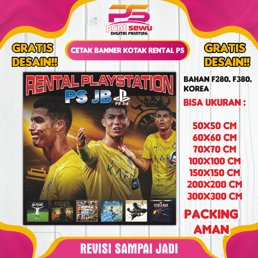 Jual CETAK BANNER/SPANDUK KOTAK TEMA RENTAL PS | GRATIS DESAIN | REVISI ...