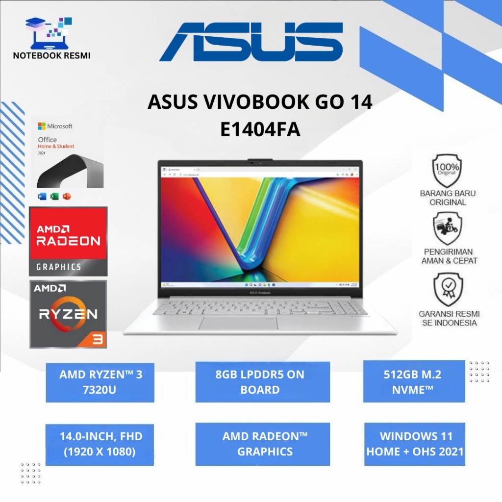 Jual Asus Vivobook Go 14 E1404FA FHD351 FHD352 FHD353/AMD Ryzen 3-7320U ...