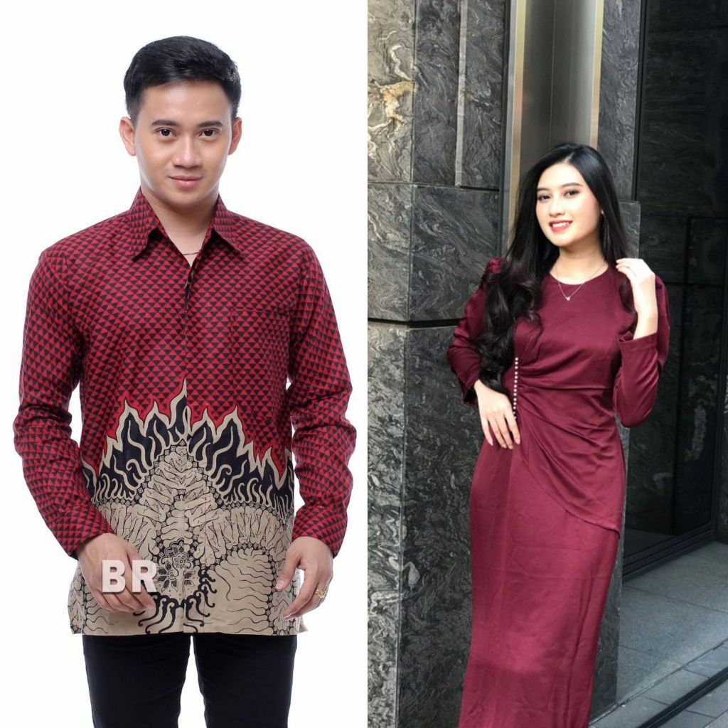 Jual Baju Couple Batik Diva Dress Satin Silk Modern Kondangan tunangan ...