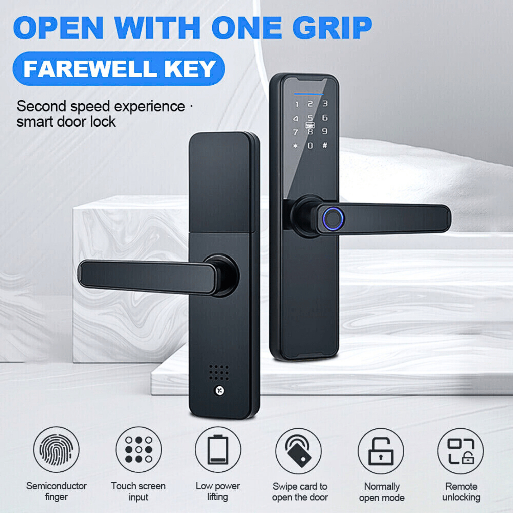 Jual PUSAT TaffHOME Kunci Pintu Digital Smart Door Lock Fingerprint aluminium kartu Password ...