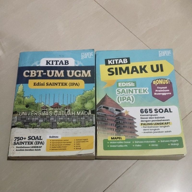 Jual 2 BUKU ORI RUANG GURU KITAB CBT-UM UGM & SIMAK UI EDISI SAINTEK IPA | Shopee Indonesia