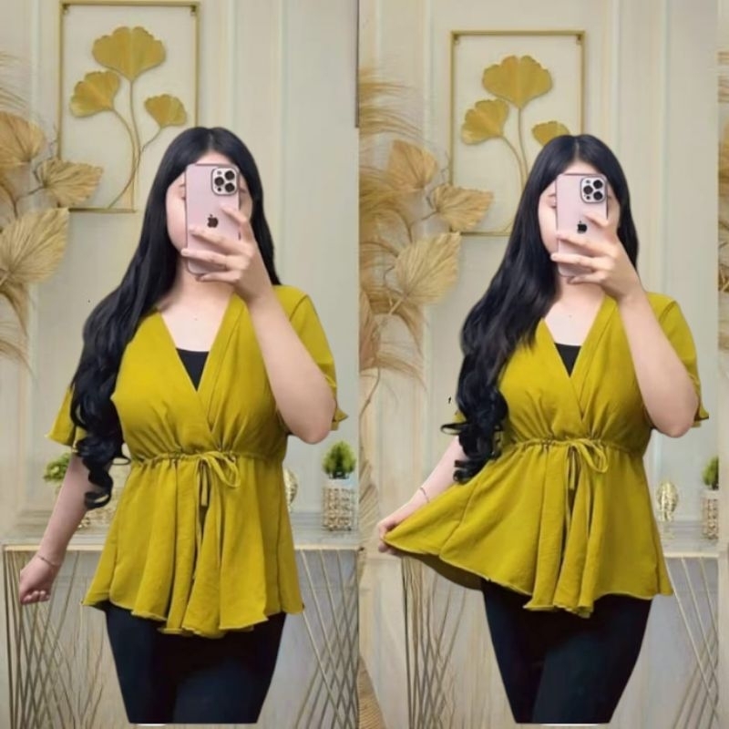 Jual Blouse Wanita Kekinian Atasan Kemeja terbaru Lengan Pendek Blouse ...