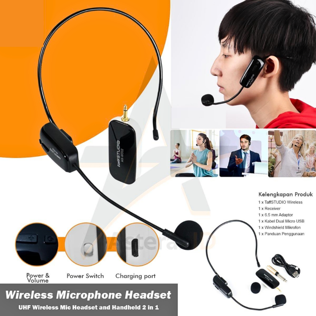 Jual PUSAT TaffSTUDIO Mic Microphone Wireless Clip on imam mesjid tanpa kabel Headset bando HX ...