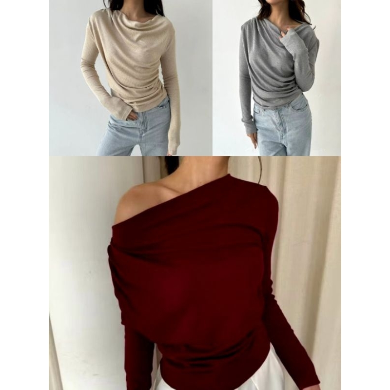 Jual BLOUSE APRIL RIP KNIT PREMIUN MODEL TERBARU | ATASAN WANITA KOREAN ...