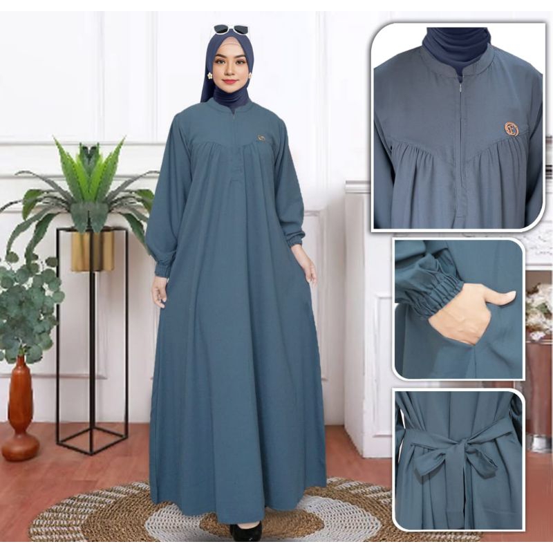 Jual GAMIS POLOS WARNA BIRU DENIM/DRESS PREMIUM KEKINIAN | Shopee Indonesia