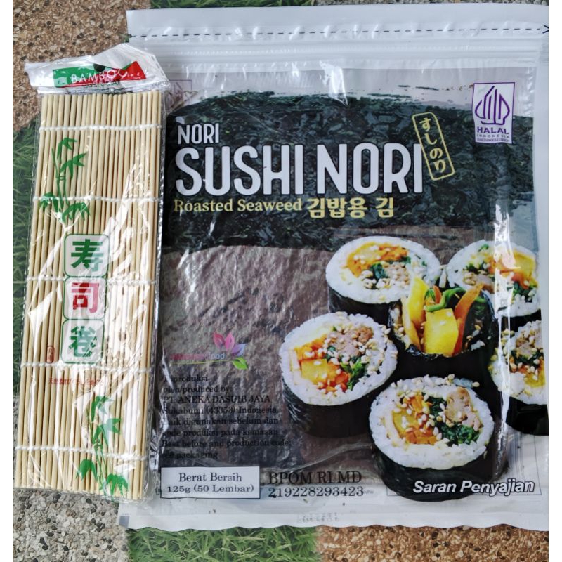 Jual paket sushi nori 50 lembar+bambu penggulung makisu sushi nori Java ...