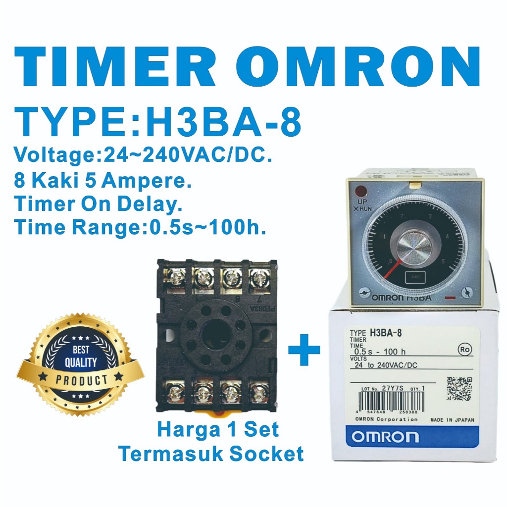 Jual TIMER OMRON H3BA-8 220VAC + SOCKET | Shopee Indonesia