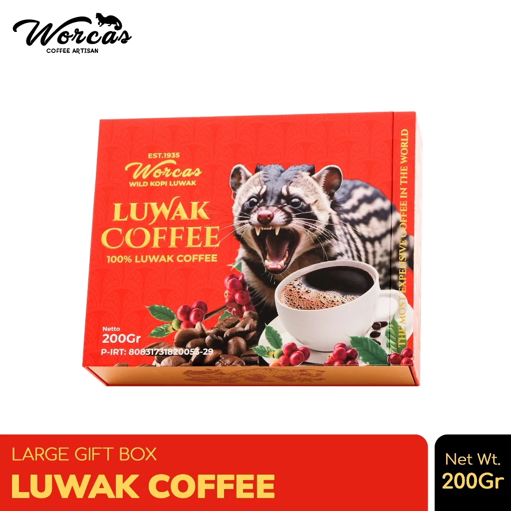 Jual WORCAS Wild Kopi Luwak size 200gr - Large Gift Box | Shopee Indonesia
