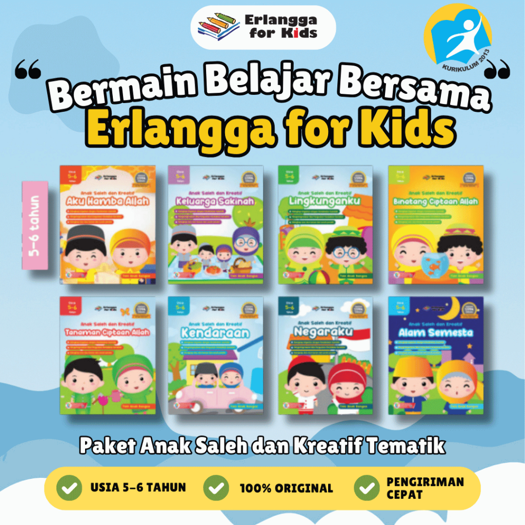 Jual [Erlangga] Buku Paket TK dan PAUD Anak: Anak Saleh dan Kreatif 5-6 Tahun Semester 1 ...