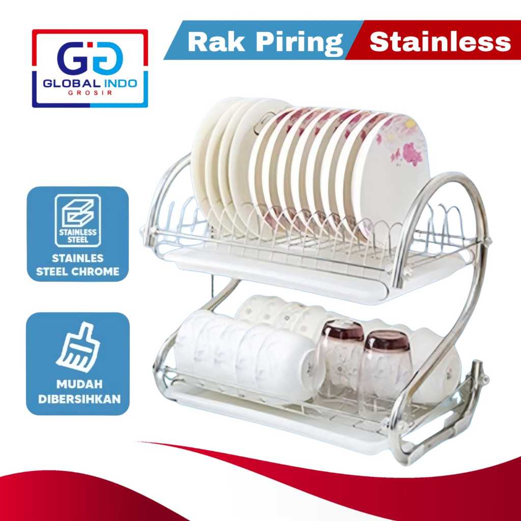 Jual Rak Piring 2 Susun Stainless Dish Drainer Rak Dapur Stainless ...