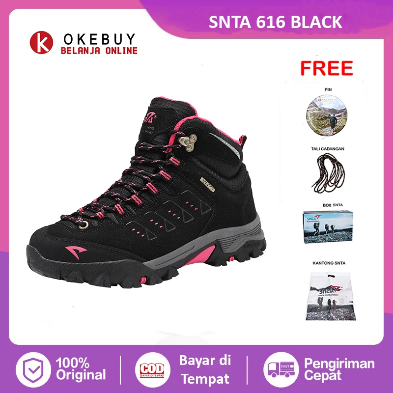 Jual Sepatu Gunung Hiking Wanita Semi Boots Snta 616 Black Fuschia ...