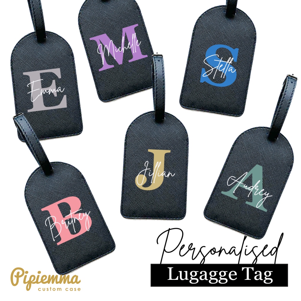 Jual Luggage Tag Tag Koper Kulit Saffiano Classic Custom Nama Initial ...