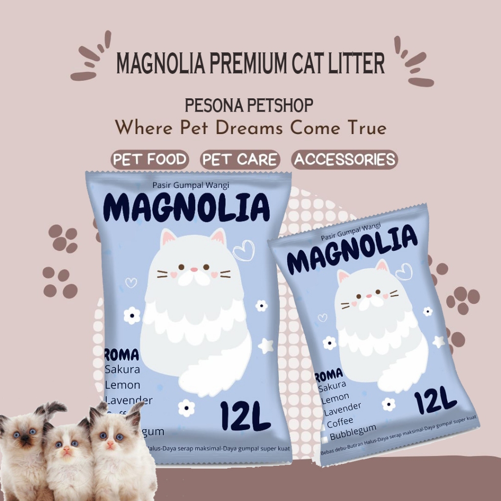 Jual MAGNOLIA CAT LITTER PREMIUM 12 LITER PASIR KUCING GUMPAL WANGI ...