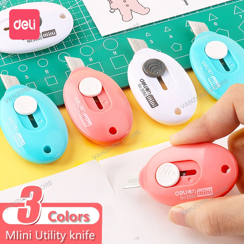 Jual Deli Pisau Pembuka Paket Mini Cutter Retractable Safety Lock ...