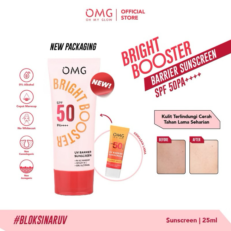 Jual OMG OH MY GLOW UV Barrier Sunscreen SPF 50 PA++++ 25 ml ...