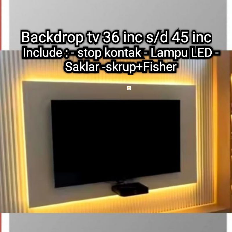 Jual Backdrop tv gantung minimalis modern+lampu LED | Shopee Indonesia