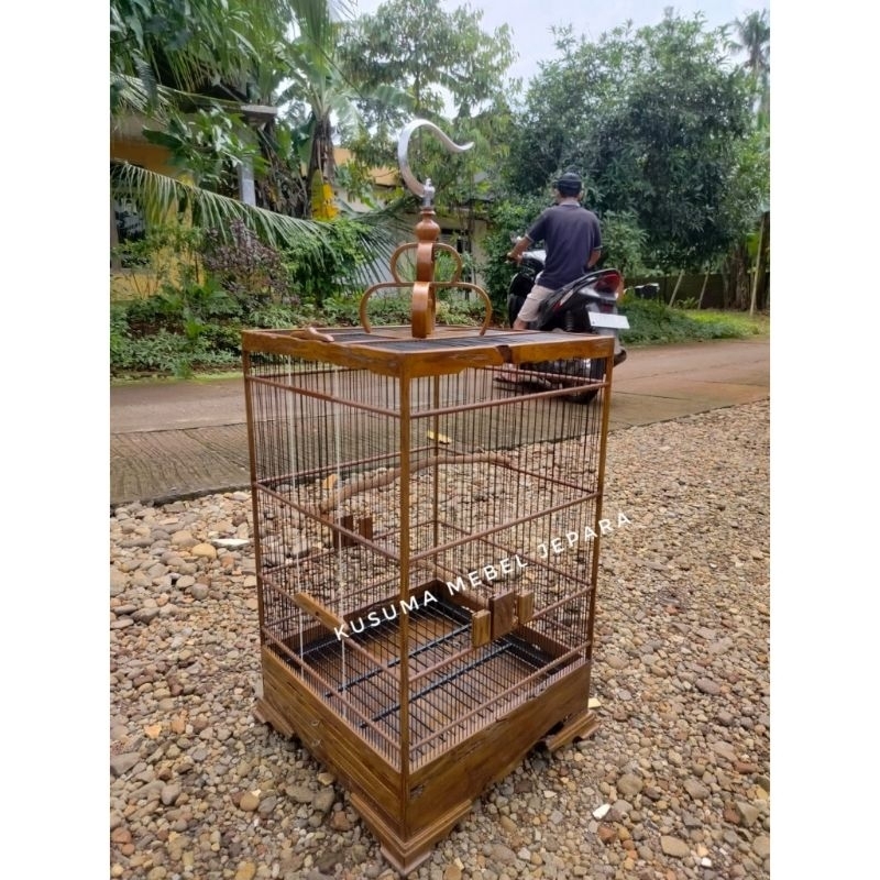 Jual Sangkar Kotak Ruji Bambu Kayu Jati Erosi Finishing Natural (Free ...