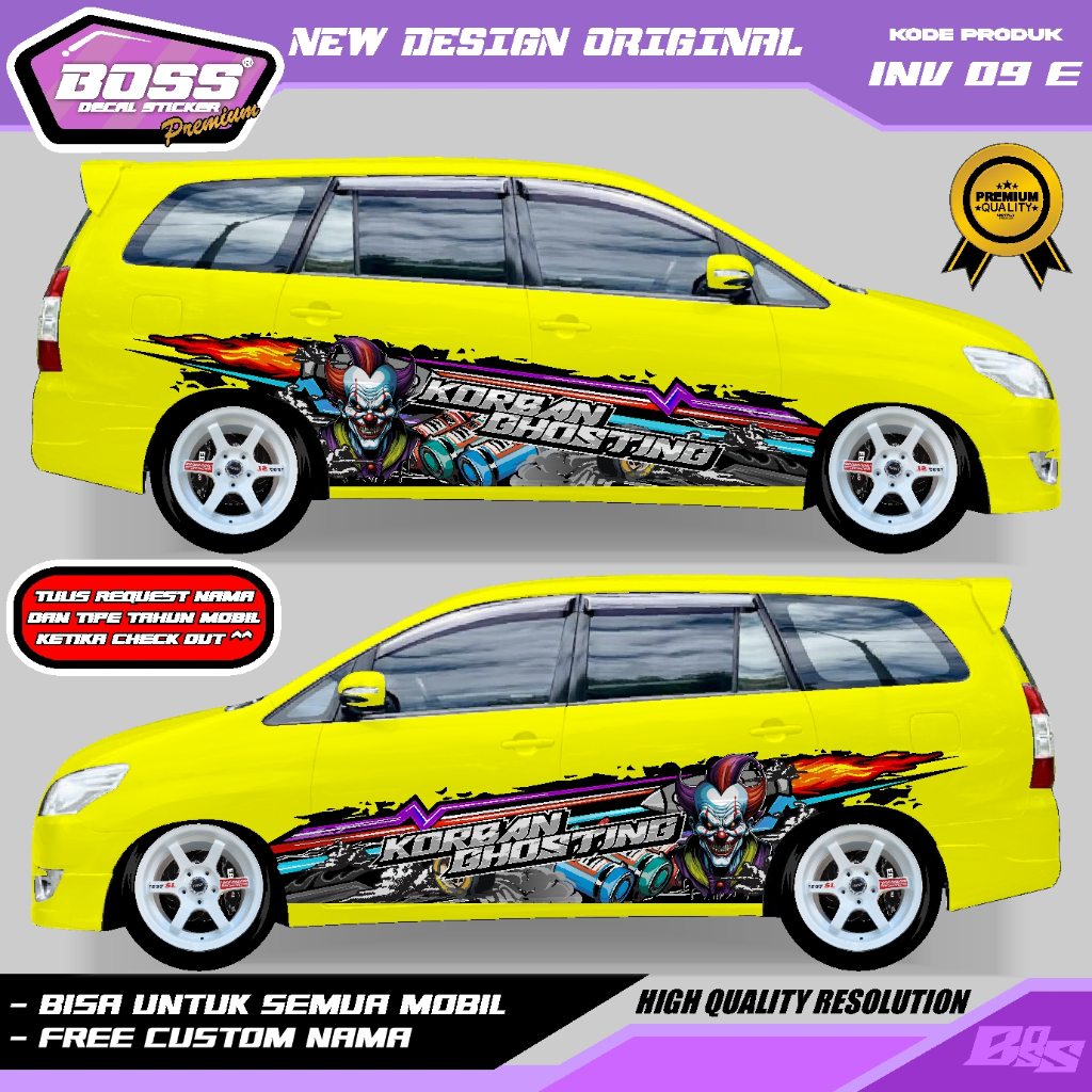 Jual INV09-STIKER MOBIL INNOVA SIGRA CALYA AVANZA SWIFT AYLA-DECAL ...