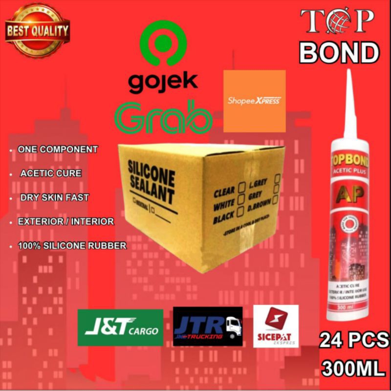 Jual Lem Silikon Topbond AP All Purpose Silicone Sealant (Harga 1dus isi 24pcs) | Shopee Indonesia