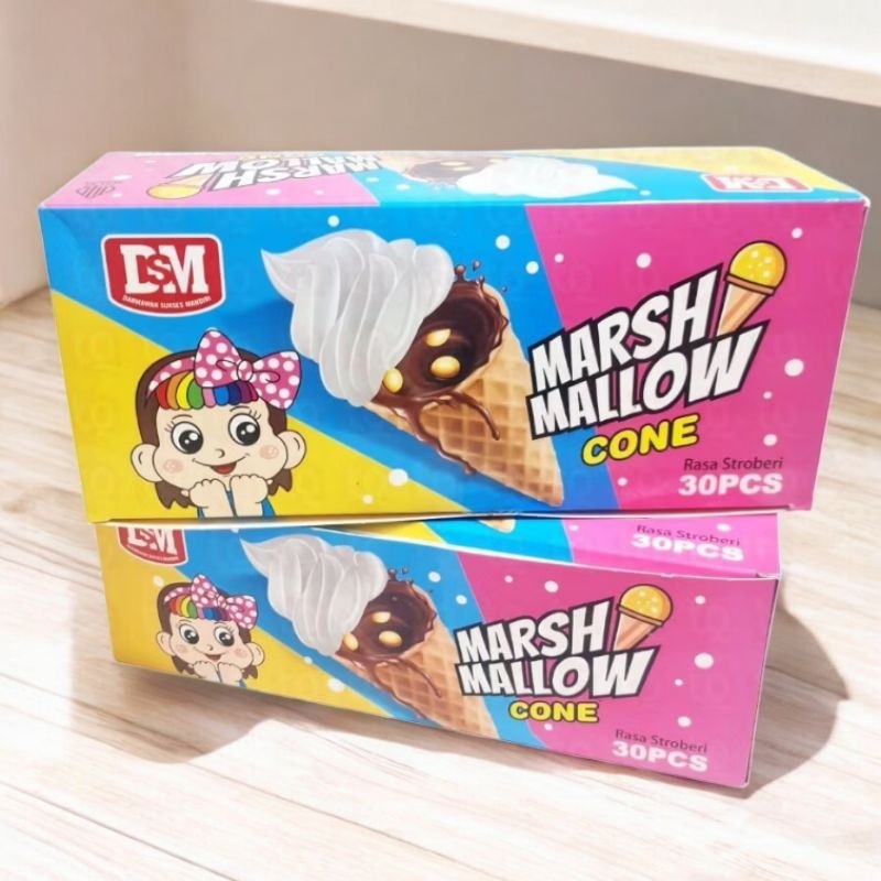 Jual MARSMALLOW CONE ICE CREAM VIRAL Dengan biskuit coklat di dalam ...