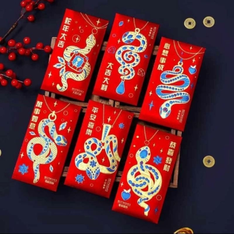 Jual ISI 6 ANGPAO PANJANG Angpau ULAR SUPER PREMIUM TEBAL MENGKILAP ...