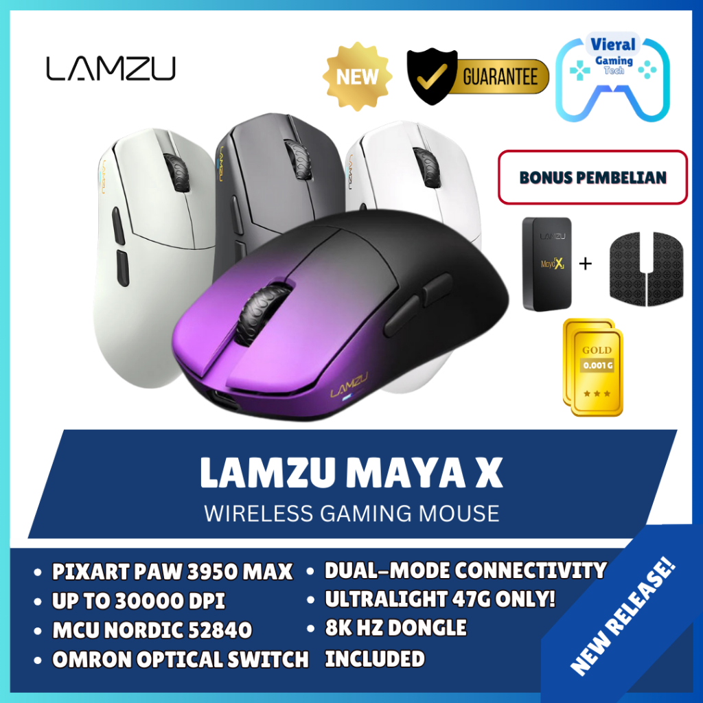 Jual Lamzu Maya X Wireless 8K Gaming Mouse Ultra-lightweight Pixart PAW ...