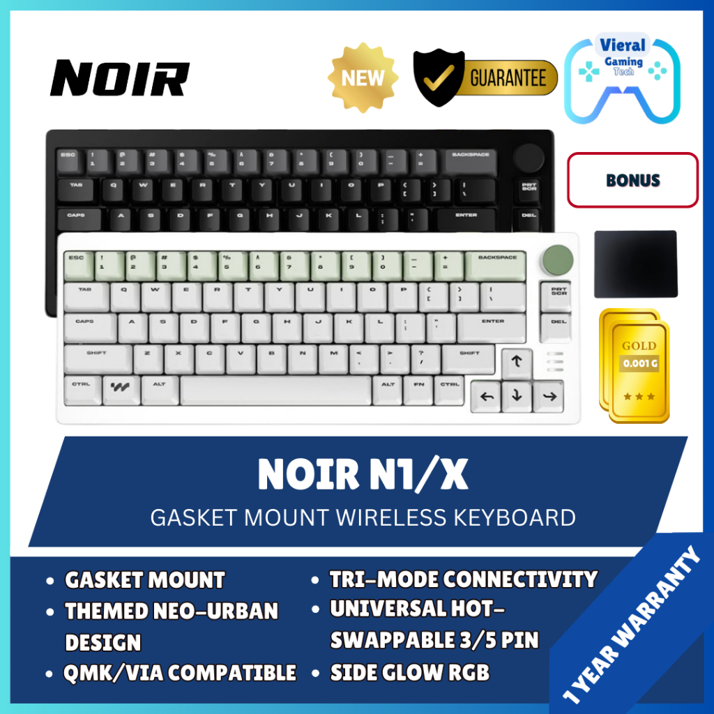 Jual Noir N1x / N1-X Wireless Mechanical Gaming Keyboard VIA Compatible ...