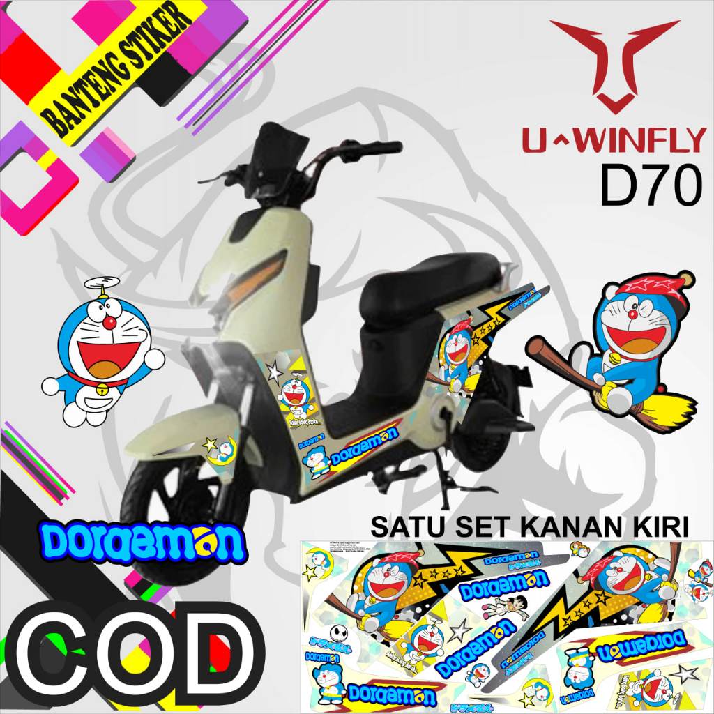 Jual Stiker striping sepeda listrik U WINFLY D70,d75 v2 DORAEMON ...