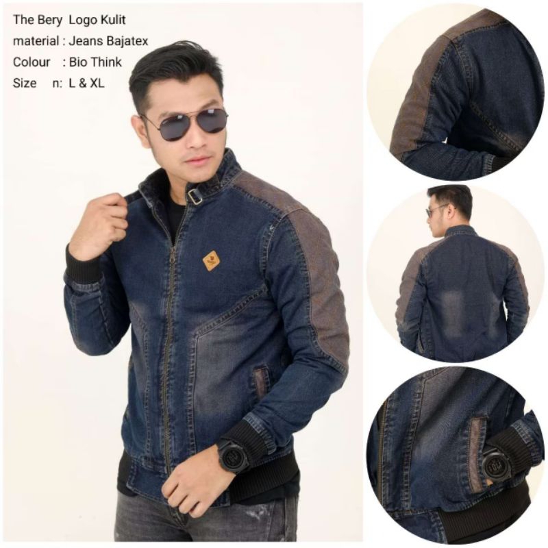 Jual JAKET JEANS The Berry Tb Taping Logo Kulit Big Size Biothing M-3XL | Shopee Indonesia