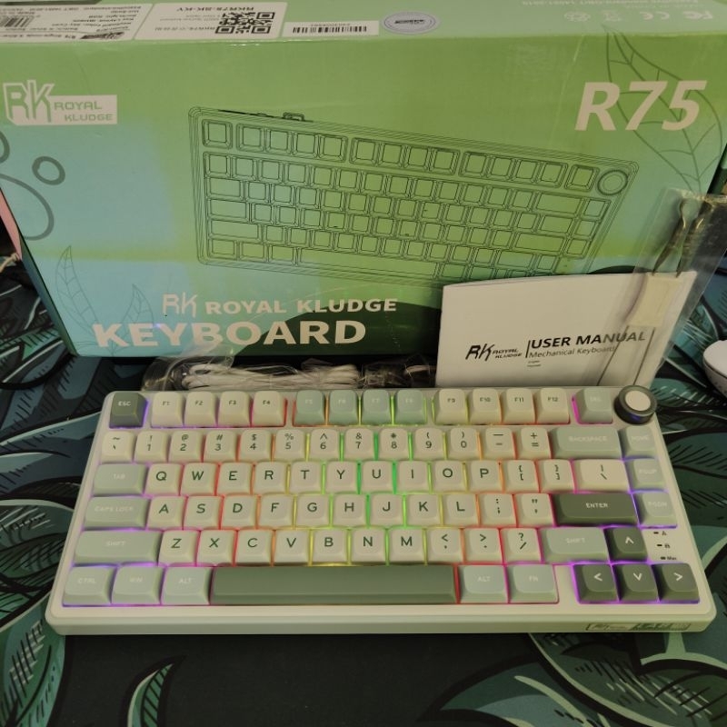 Jual Royal Kludge RK R75 81 key Wired Gaming Keyboard - Green, Silver ...