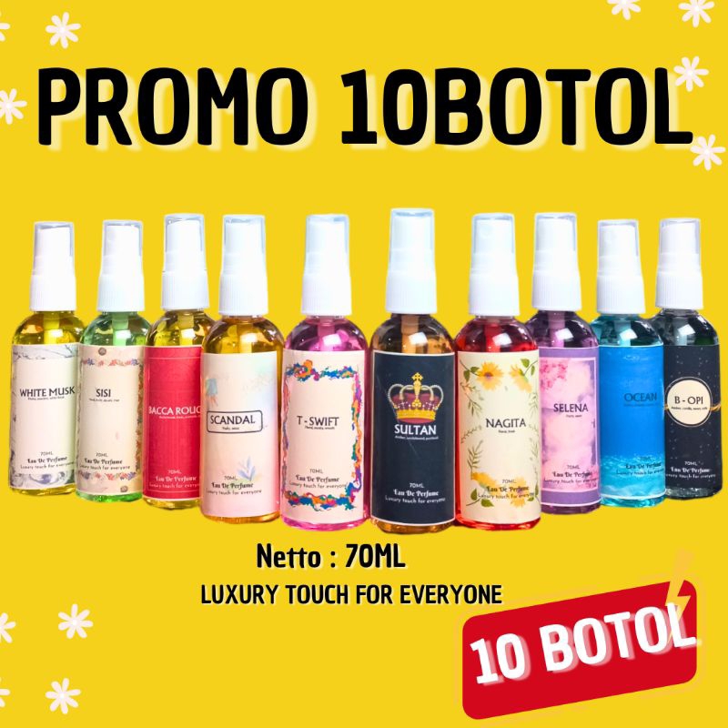 Jual PAKET 10 BOTOL PARFUM 70ML PREMIUM EDP PRIA WANITA UNISEX | Shopee Indonesia