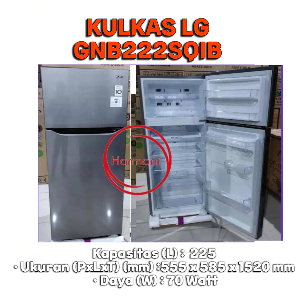 Jual KULKAS LG 2 PINTU TANPA SALJU GNB222SQIB KULKAS LG 2 PINTU ...