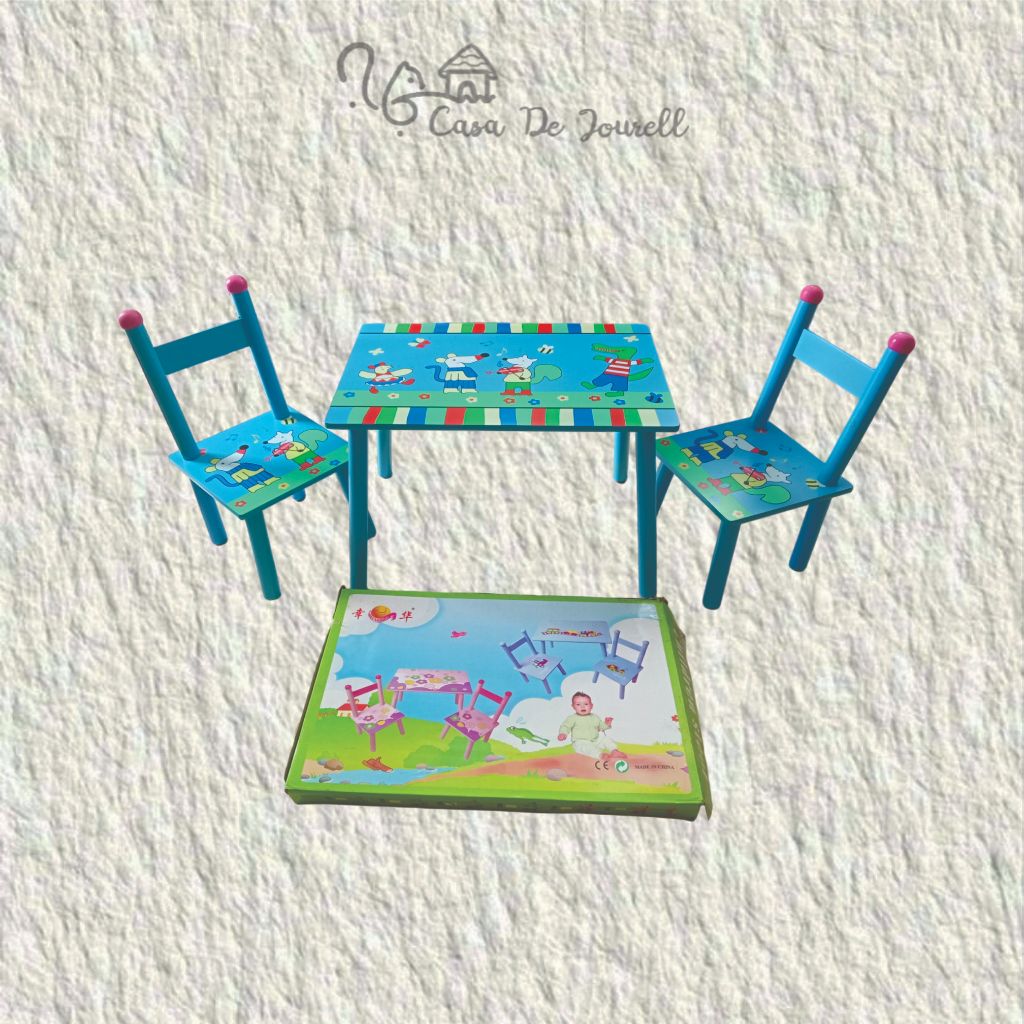 Jual [MBM2K] MB. MEJA KAYU+2 KURSI SEGI KID/Set Meja Belajar Anak Kecil ...