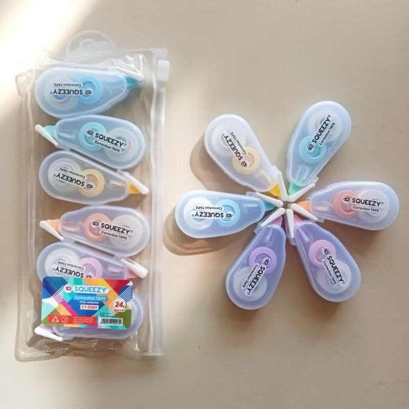 Jual ( 1 PACK ) GROSIR Tip Ex Pita Mini SQUEEZY CT-SQ05 Pastel Colors Correction Tape 5mm x 4M ...