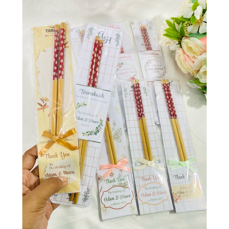 Jual Isi 20 pasang Souvenir Pernikahan Custom Sumpit | Shopee Indonesia
