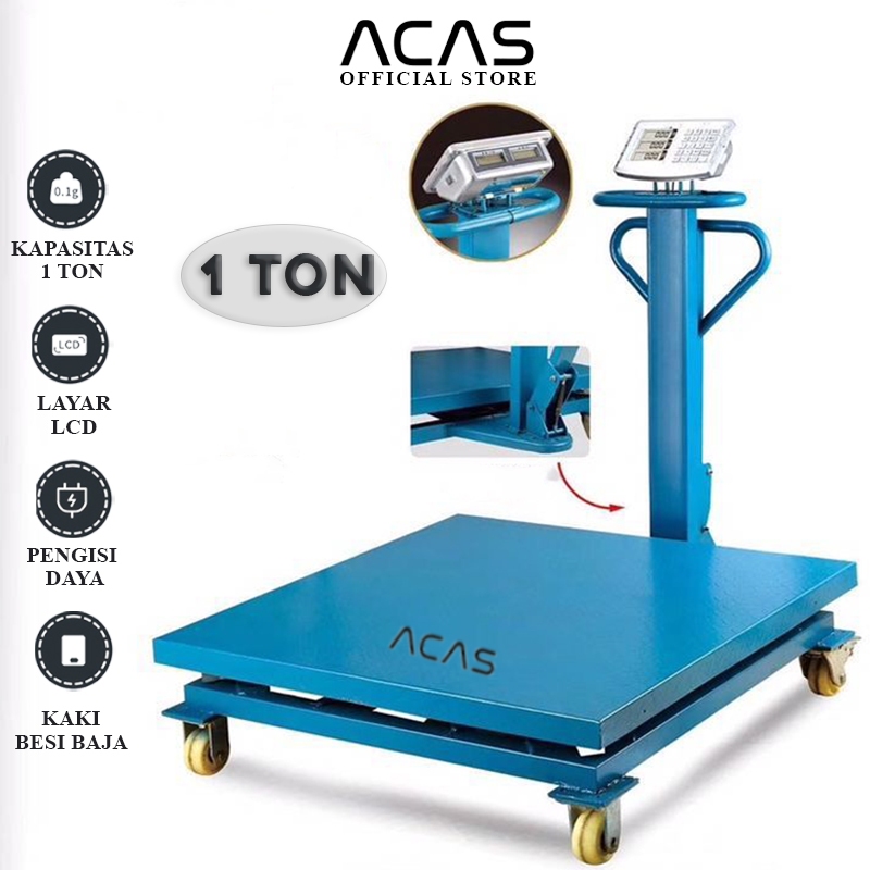 Jual ACAS F-W1000 Timbangan Lantai Digital 1Ton / 500Gram Mobil Hewan ...